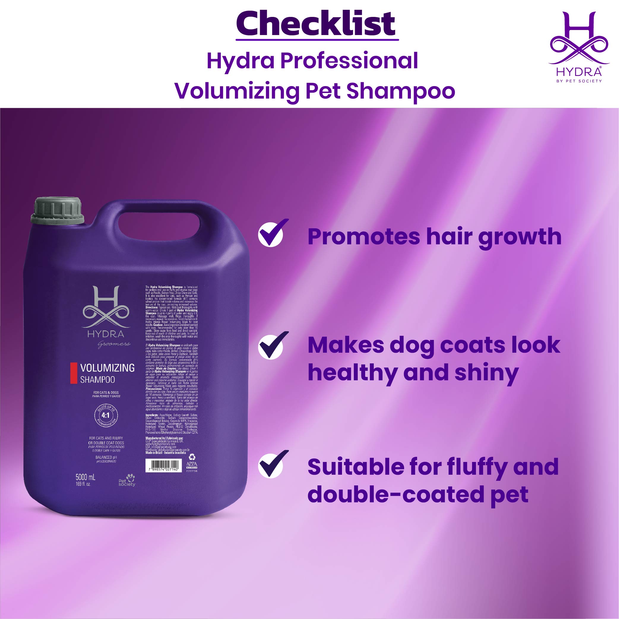Hydra Professional voluminizing Shampoo For Pets, 5 liter – ABK grooming